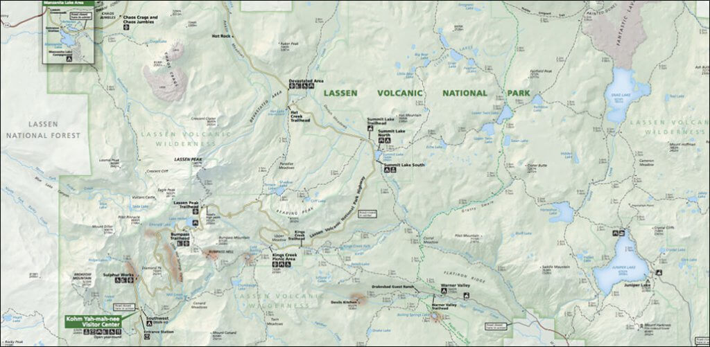 Olya On The Trail | Lassen Volcanic National Park Map